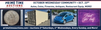 October Wednesday Community- Oct, 23rd, Prime Time Auctions , Pocatello, ID